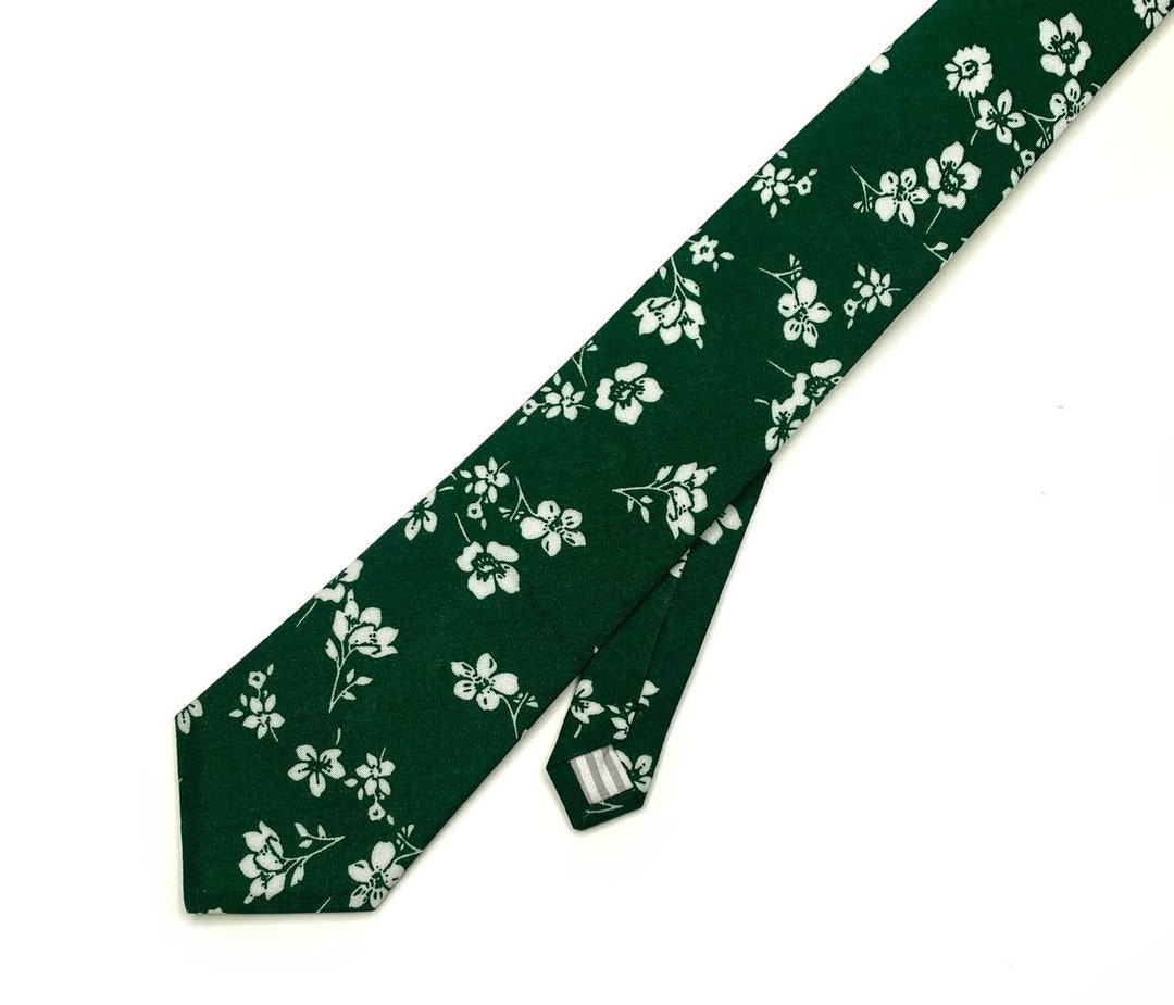 Emerald Green Floral Tie Juniper Floral Necktie Bow Tie - Etsy