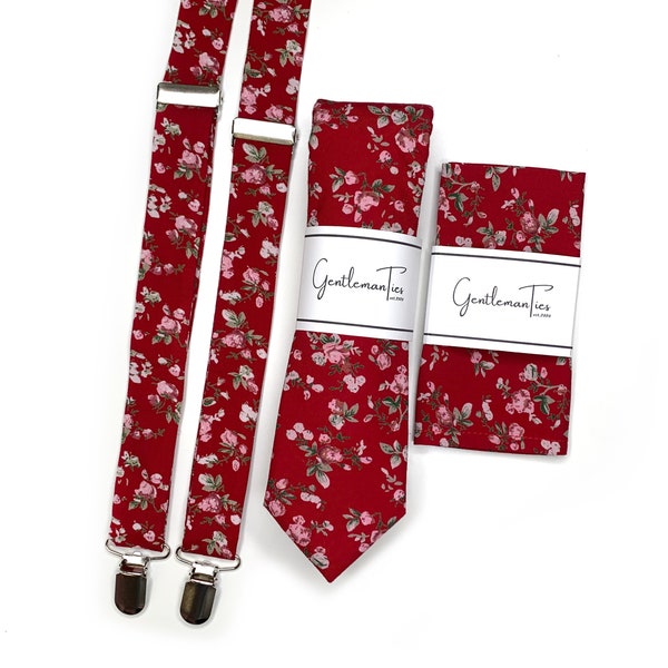 Burgundy Suspenders and Bow Tie - Etsy