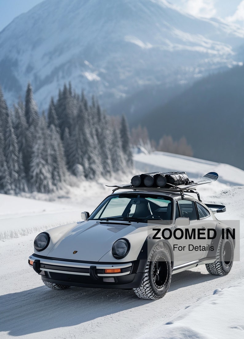 Porsche 911 in Snow Print, Classic Porsche Dakar Poster, Fine Art ...