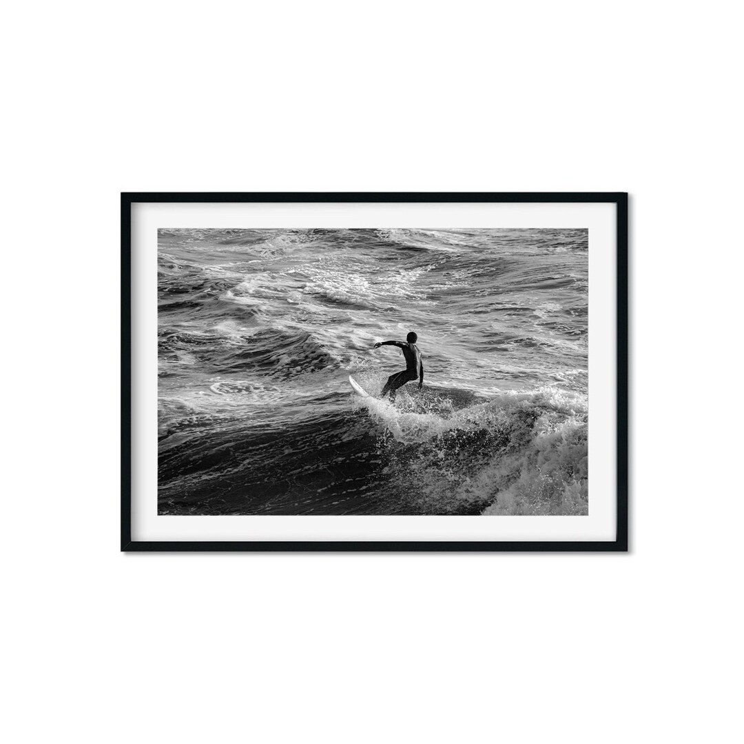 Fine Art Minimalist Surf Print, Black and White Surfing Photo Art Print ...