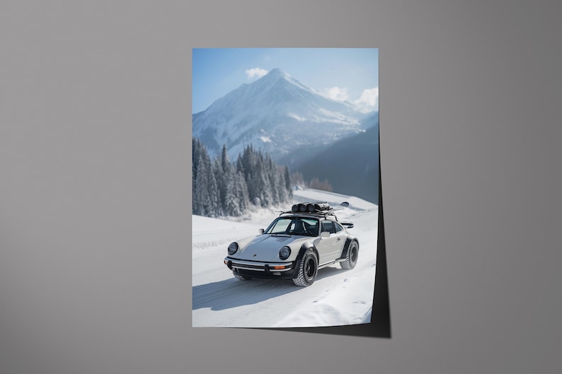 Porsche 911 in Snow Print, Classic Porsche Dakar Poster, Fine Art ...