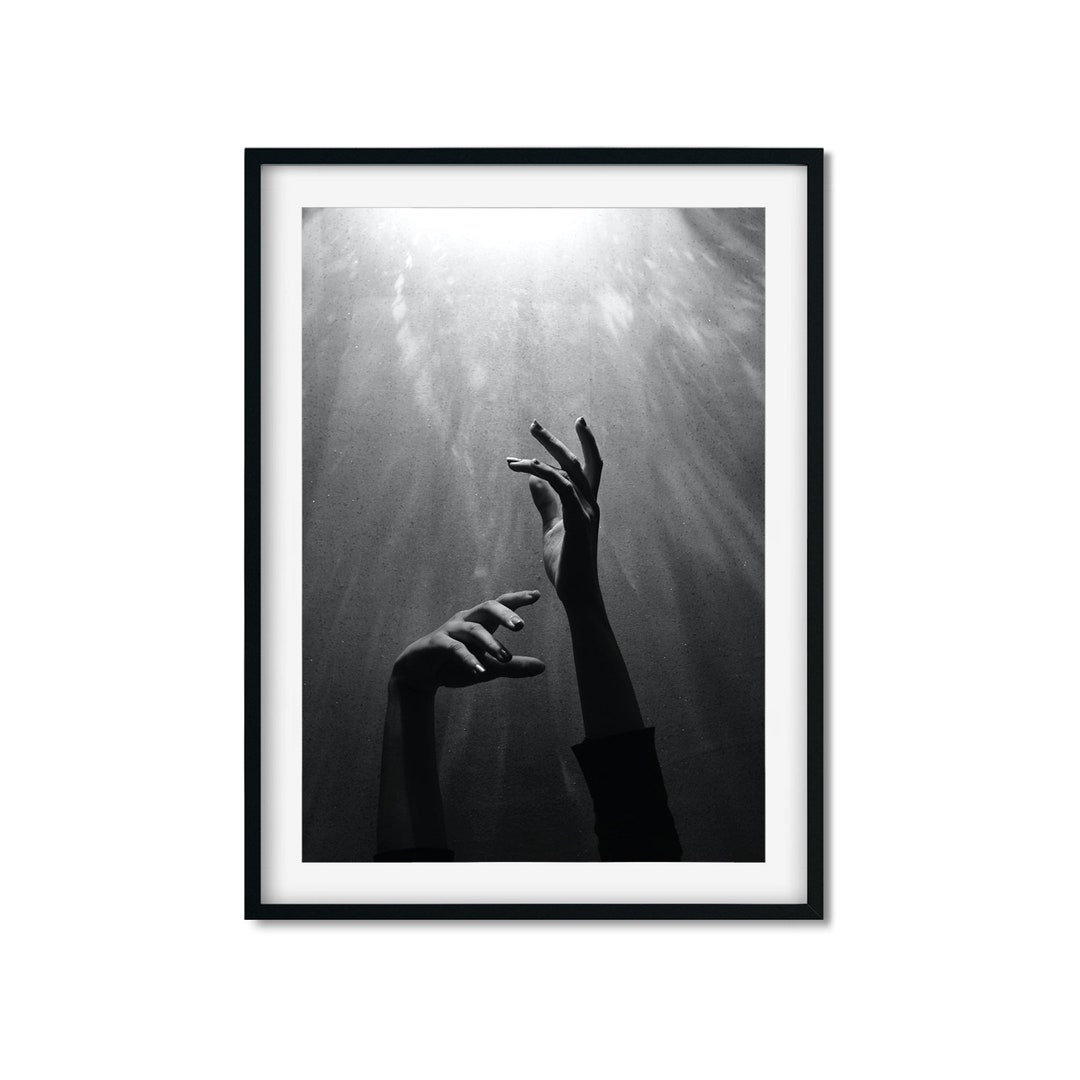 Hands Reaching Out Under the Water Black and White Print Fine - Etsy
