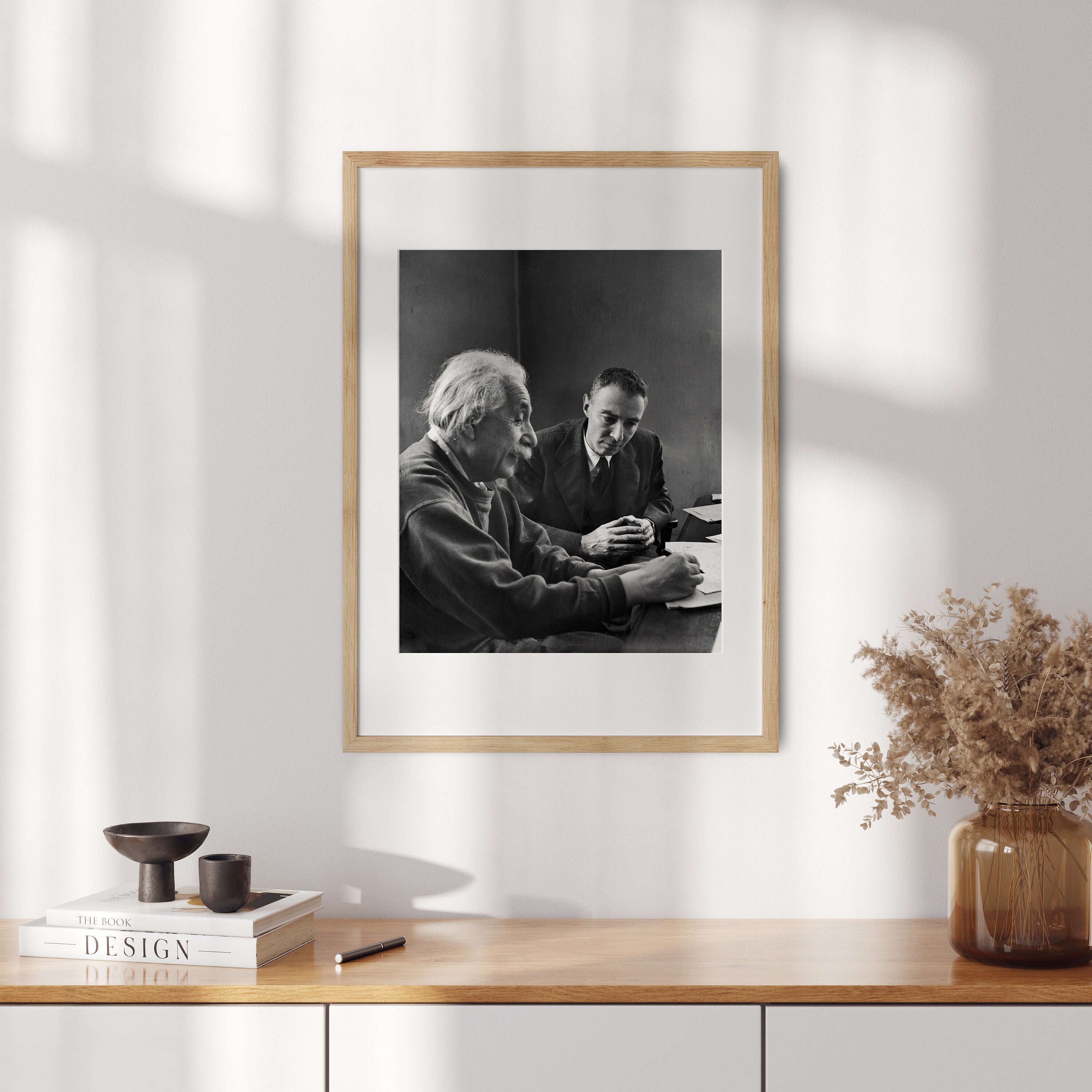J. Robert Oppenheimer With Albert Einstein Print, Robert Oppenheimer Portrait Poster sold by ...