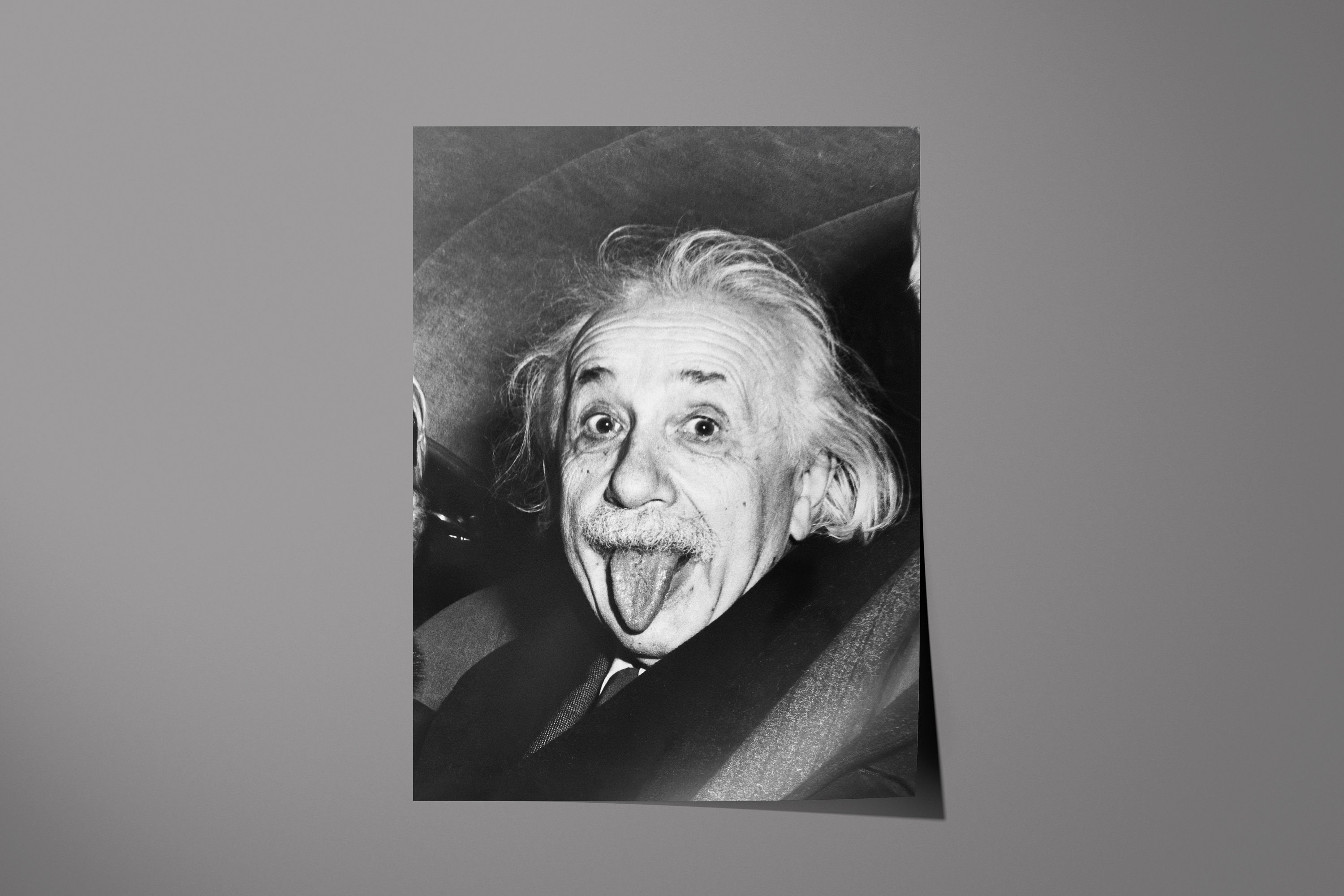 Albert Einstein Tongue Photo Print, Albert Einstein Poster, Noir et ...