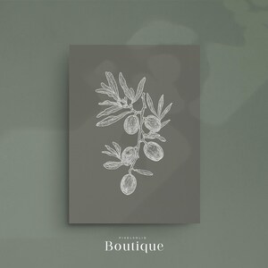 Minimalist Olive Branch Wall Art, Botanical Line Drawing, Modern Nature ...