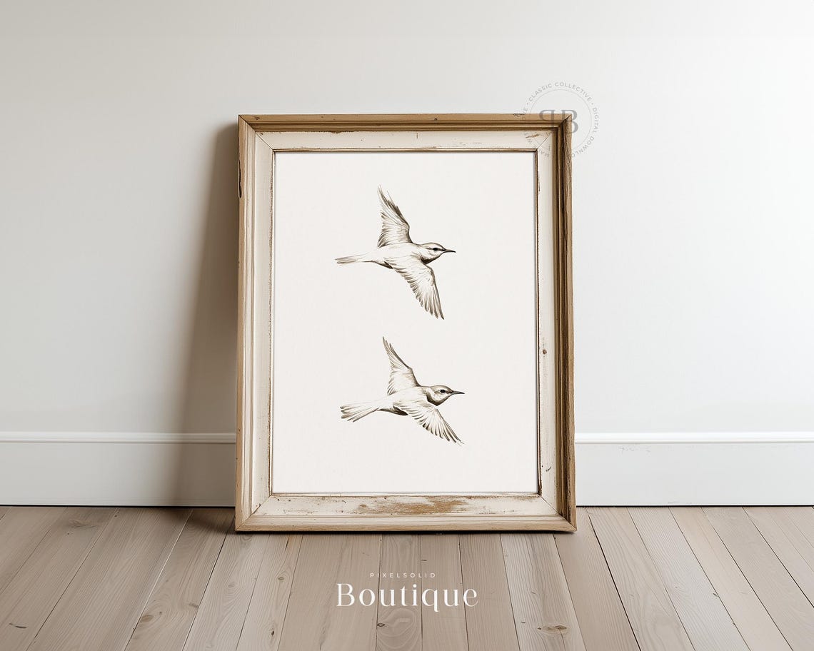 Mockingbird Wall Art Digital Download, Vintage Style Bird Illustration ...