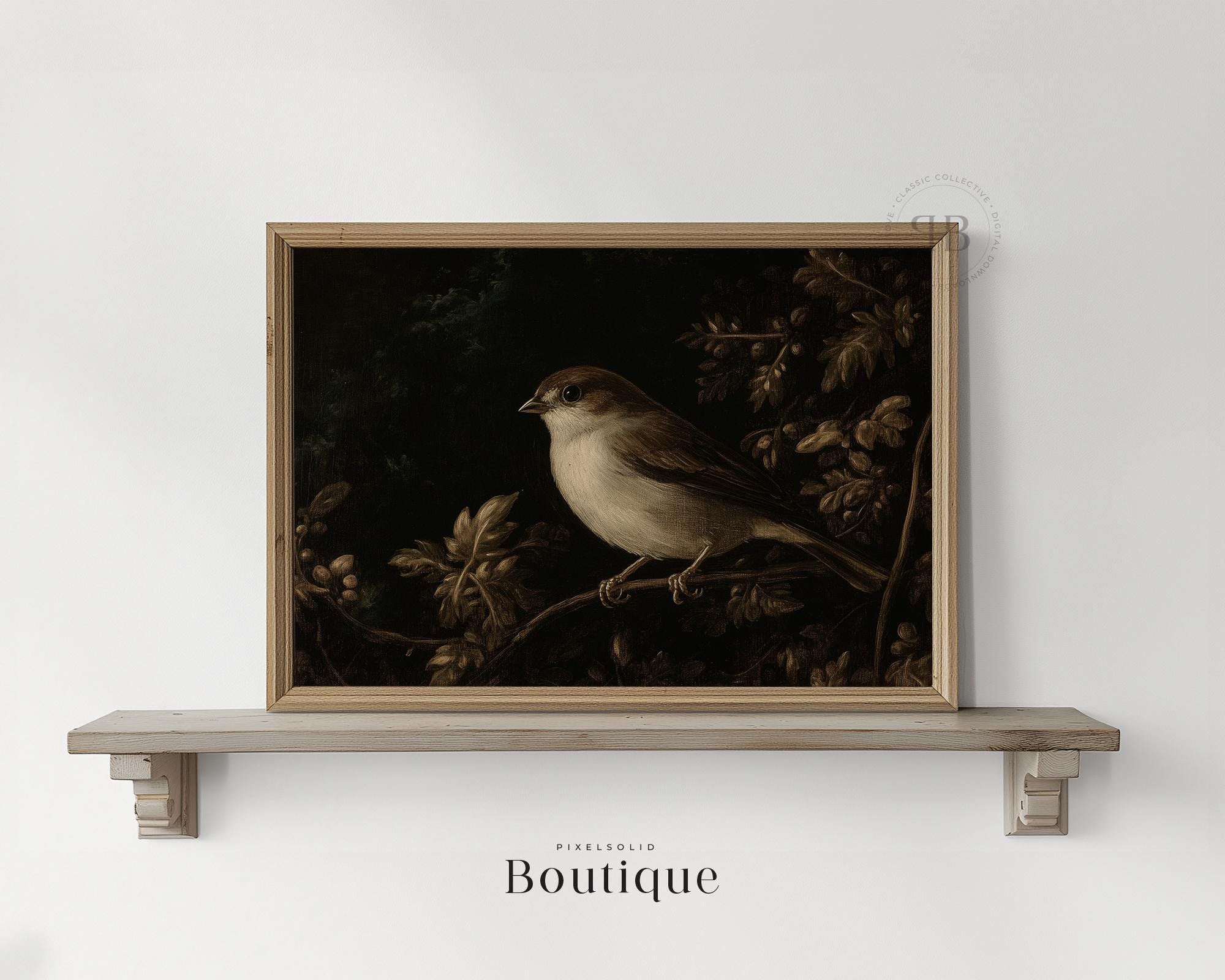 Moody Old-fashioned Sparrow Painting | Rustic Vintage-style Dark ...