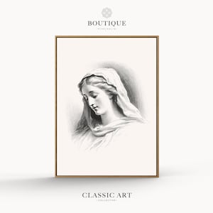 Old-fashioned Virgin Mary, Antique Art, Hail Mary Print, Catholic Decor ...