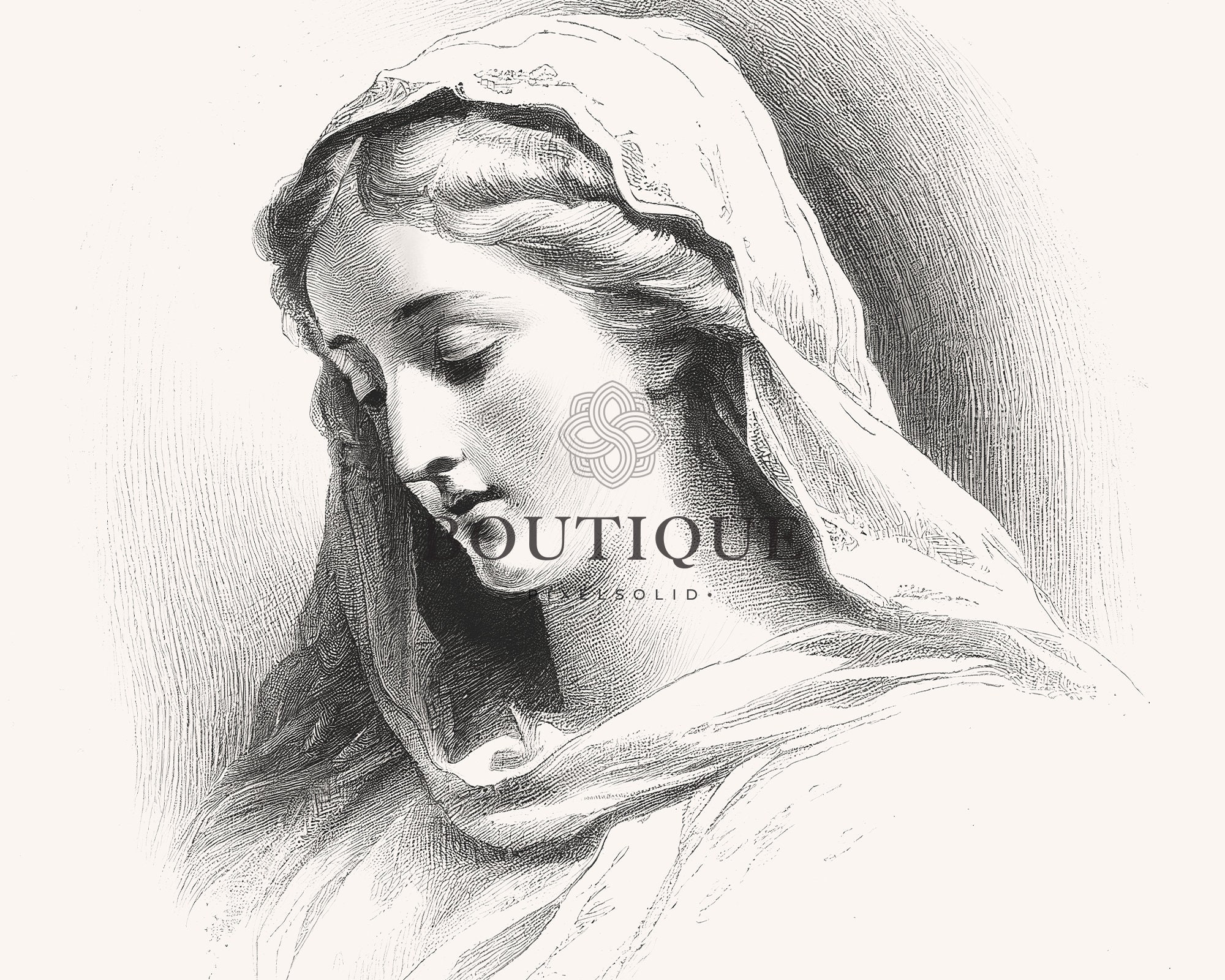 Old-fashioned Virgin Mary, Antique Art, Hail Mary Print, Catholic Decor ...