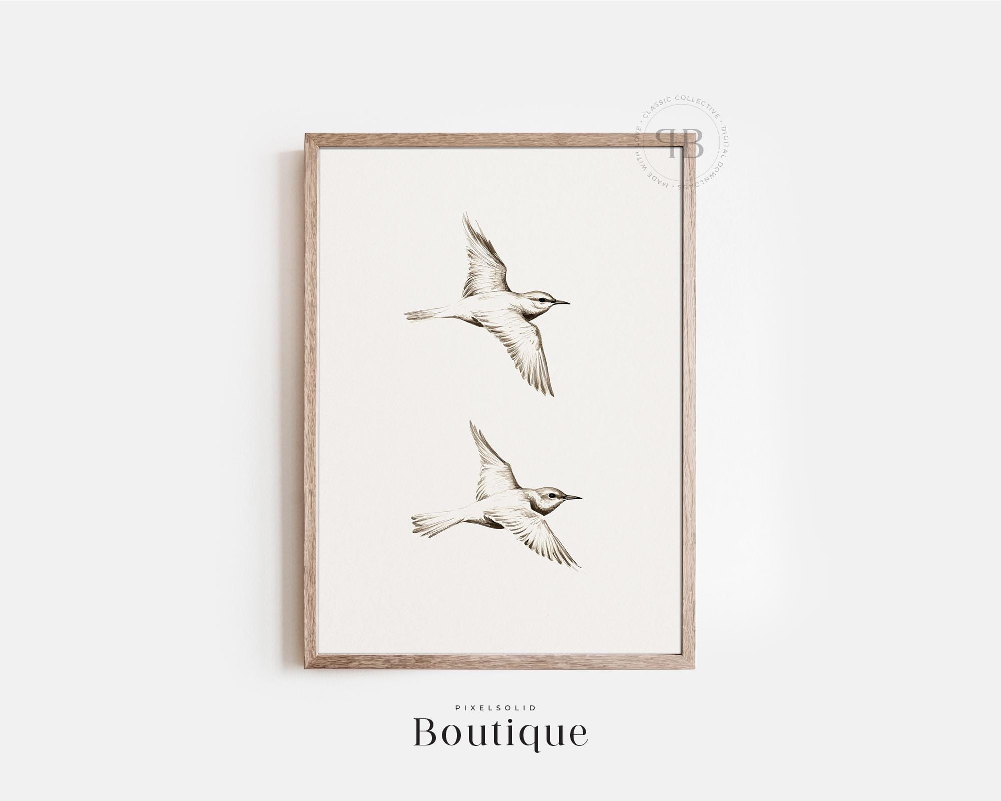 Mockingbird Wall Art Digital Download, Vintage Style Bird Illustration ...