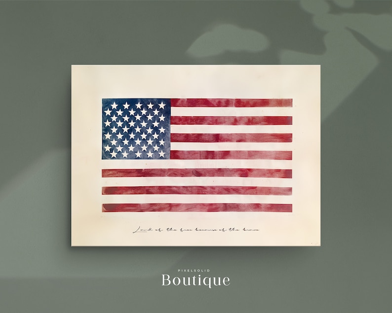 American Flag Art Print, Patriotic USA Wall Decor (digital Download) - Etsy