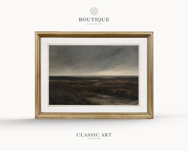 Moody Marsh Field Printable, Dark Brown Art, Soft Farm House Decor ...