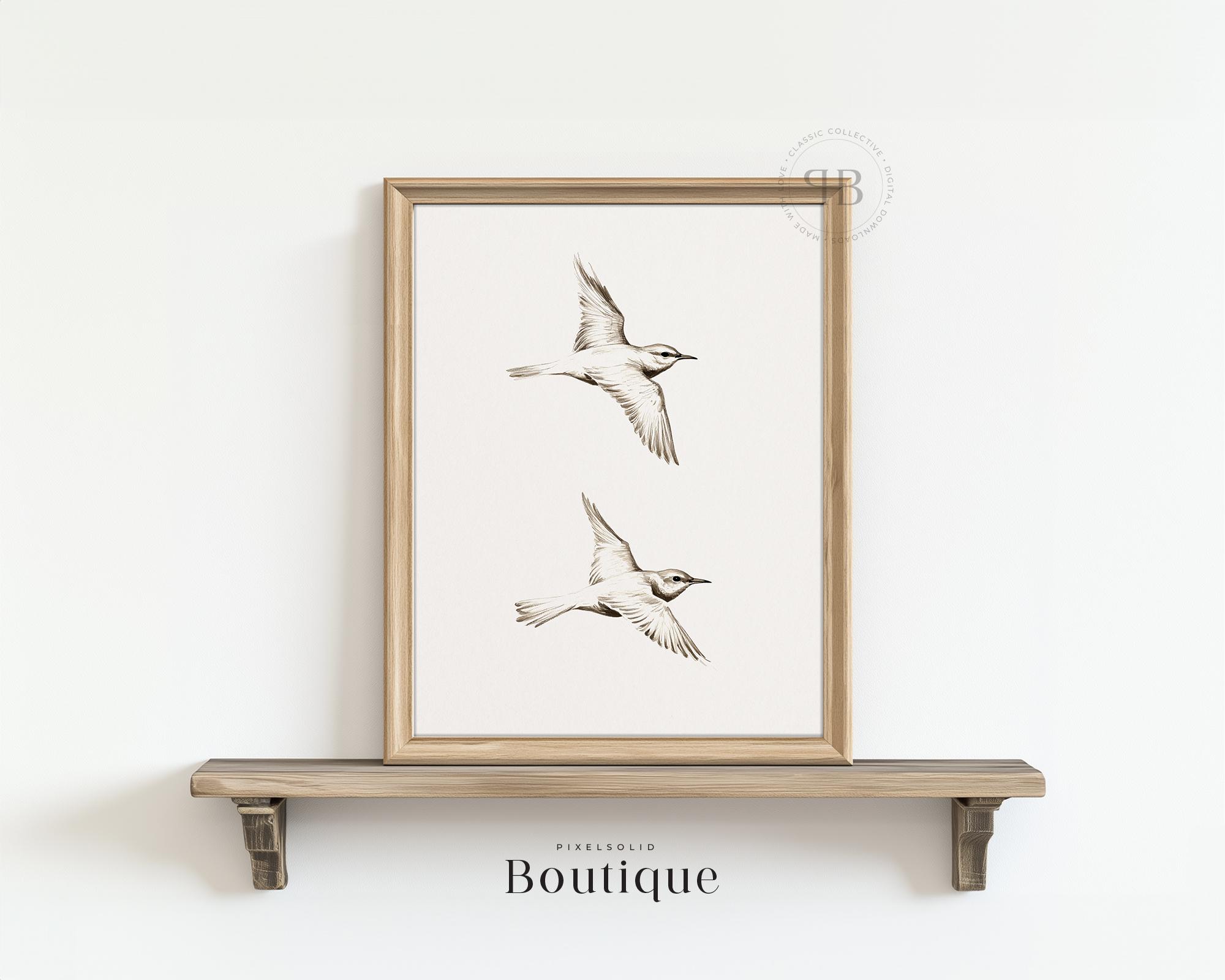 Mockingbird Wall Art Digital Download, Vintage Style Bird Illustration ...