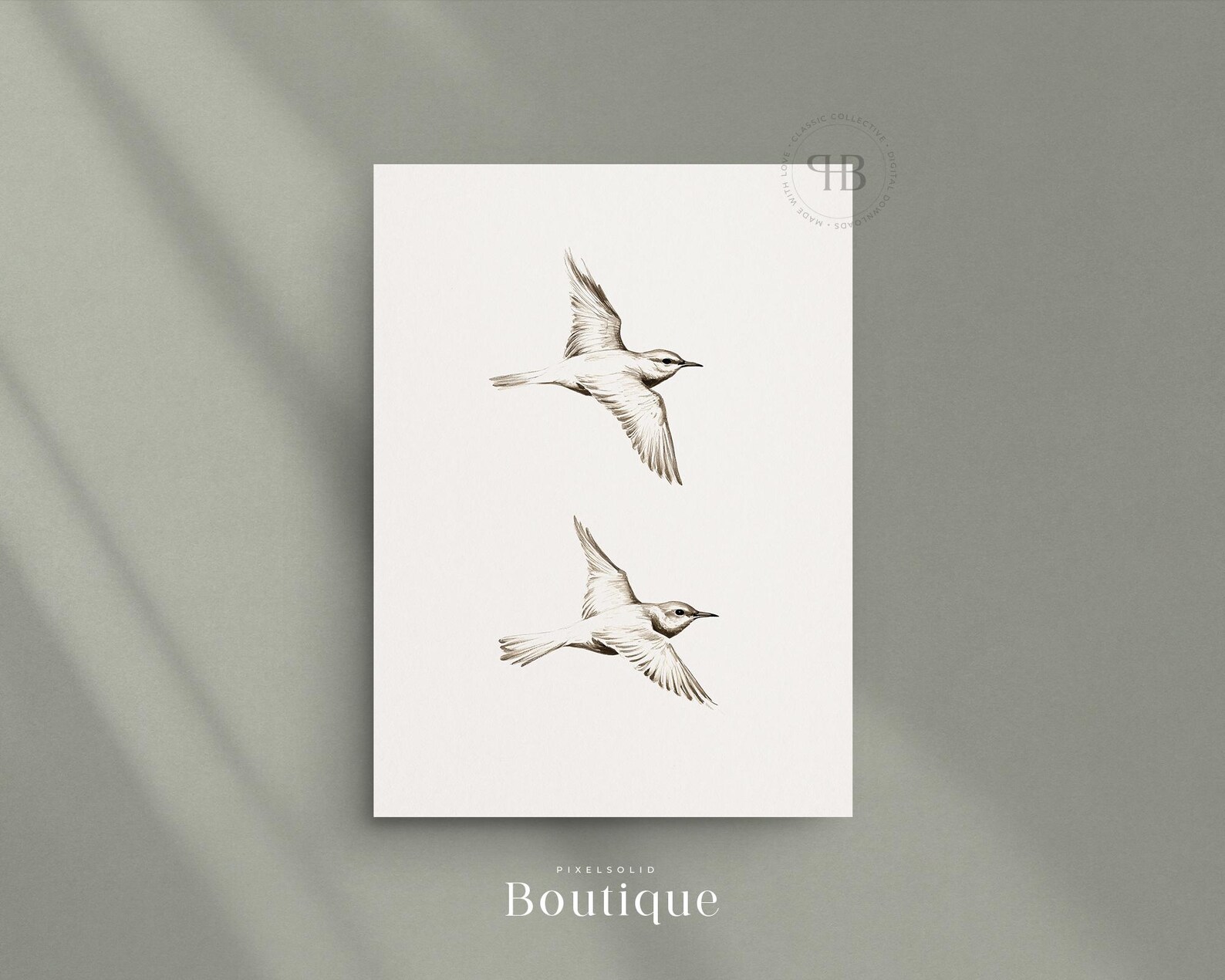 Mockingbird Wall Art Digital Download, Vintage Style Bird Illustration ...
