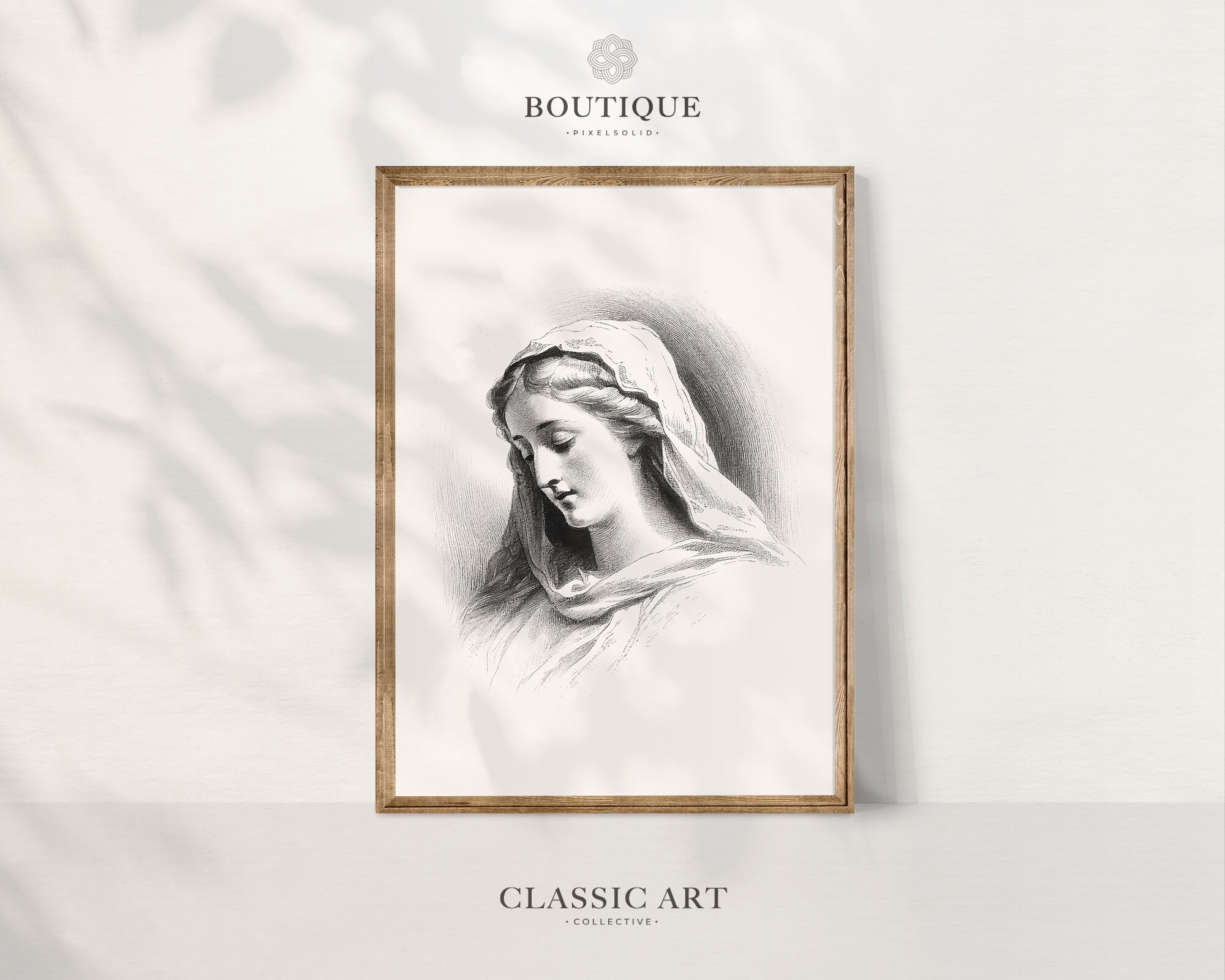 Old-fashioned Virgin Mary, Antique Art, Hail Mary Print, Catholic Decor ...