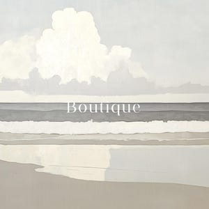 Muted Sea Scape Painting, Neutral Abstract Landscape, Calm Ocean Waves ...