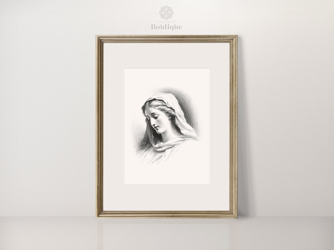 Old-fashioned Virgin Mary Antique Art Hail Mary Print - Etsy