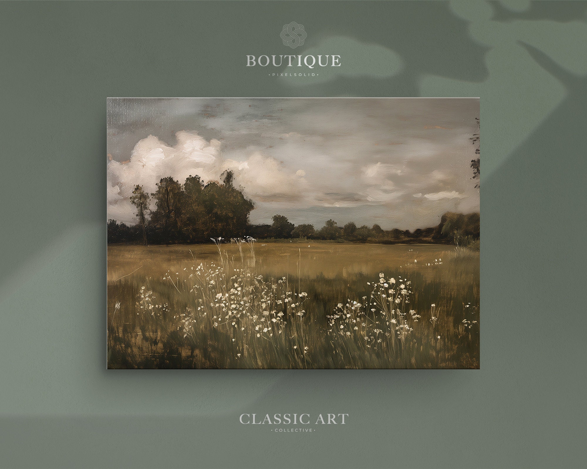 Oil Painting of Landscape, Moody Country Field, Spring Decor, French ...