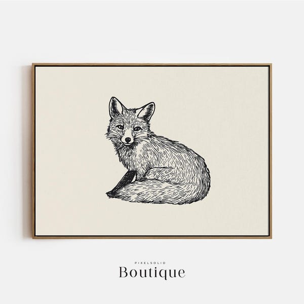 Black and White Fox - Etsy