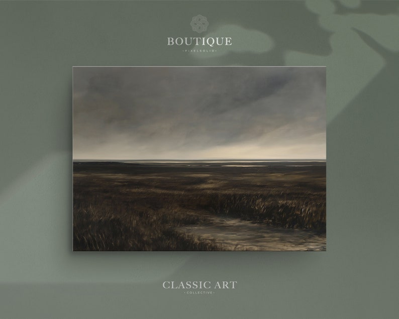 Moody Marsh Field Printable, Dark Brown Art, Soft Farm House Decor ...