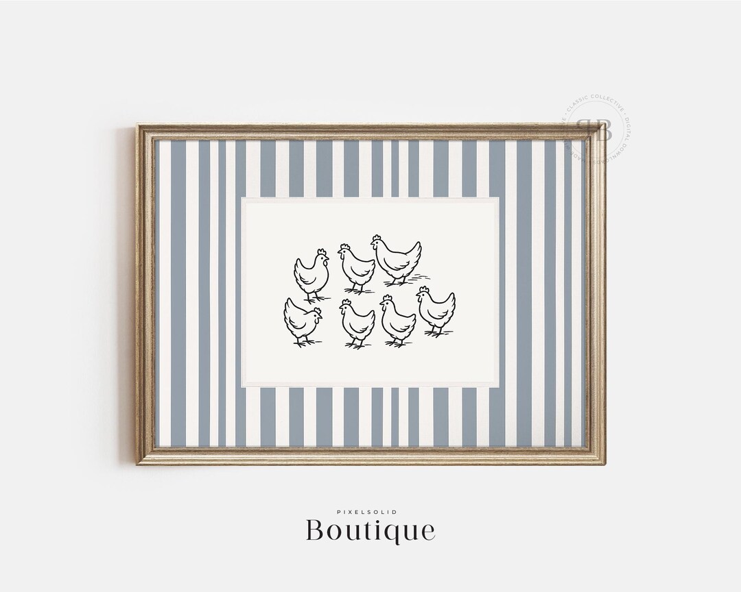 Chicken Line Art Printable, Farm Animal Kitchen Wall Decor, Animal ...