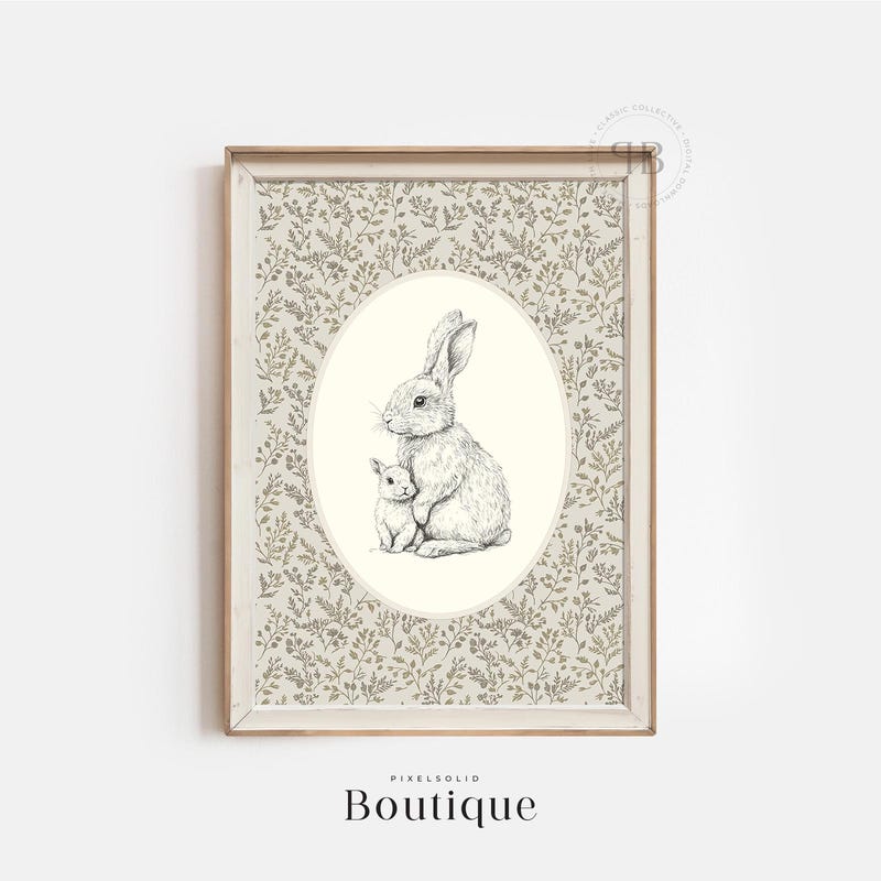 Vintage Bunny Print - Etsy