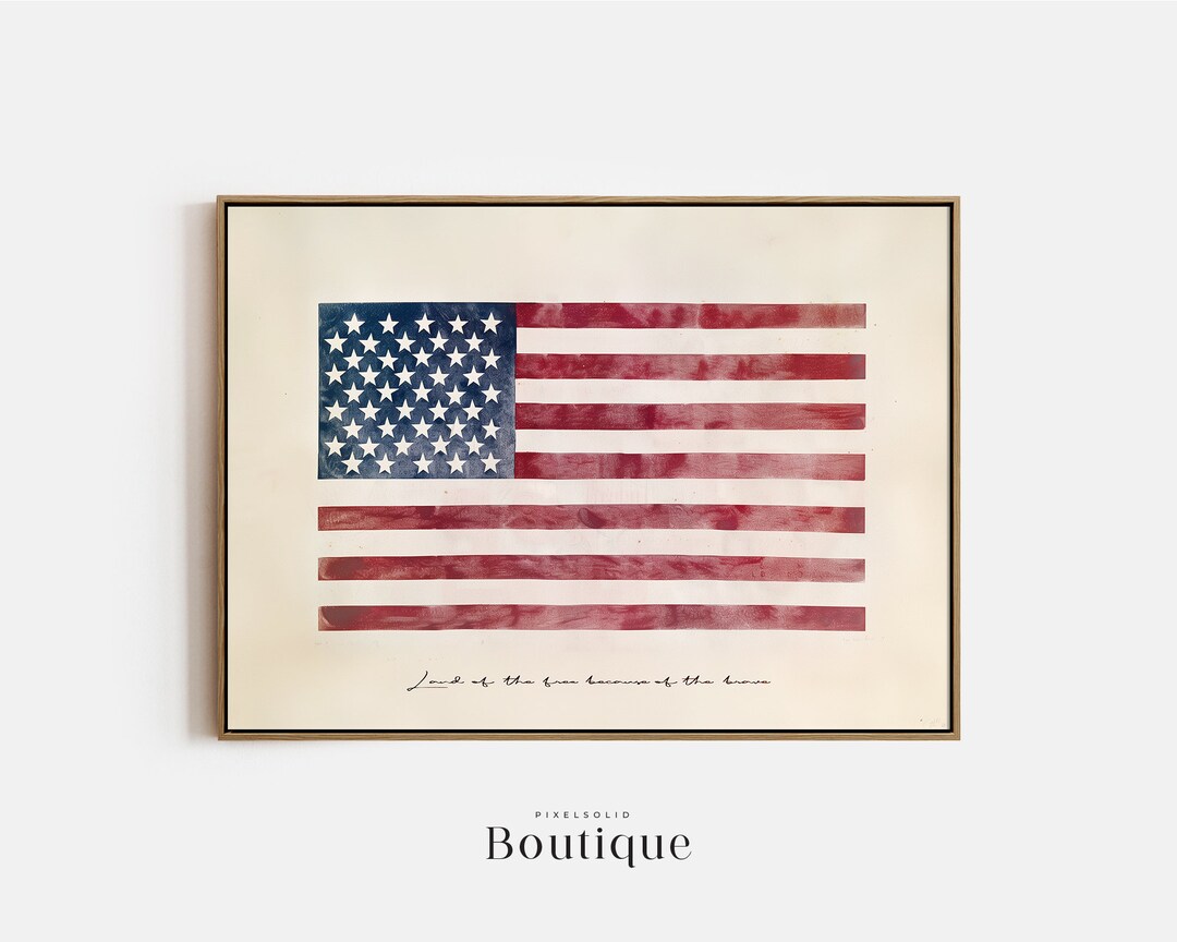 Patriotic American Flag Art Print With Inspirational Quote, USA ...