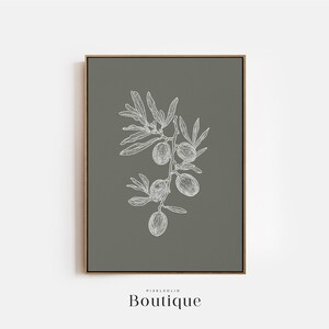 Minimalist Olive Branch Wall Art, Botanical Line Drawing, Modern Nature ...