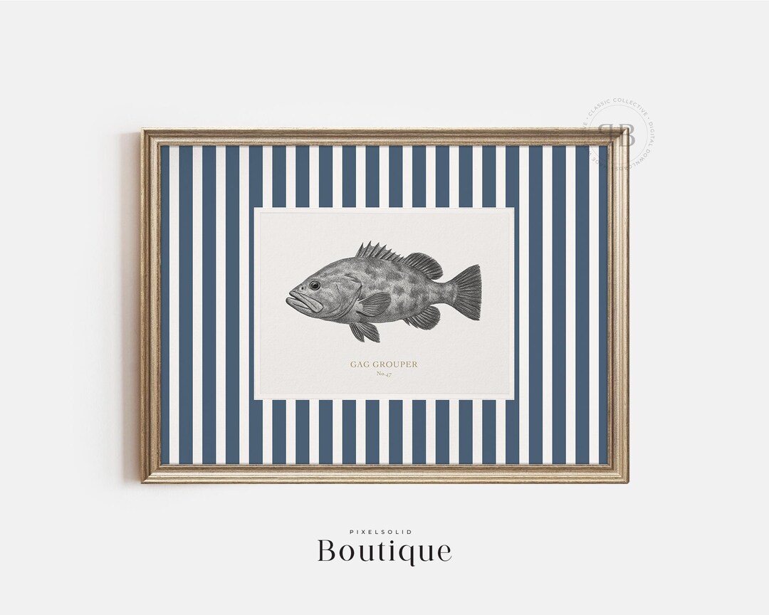 Gag Grouper Fish Wall Art, Coastal Nautical Print Digital Download ...