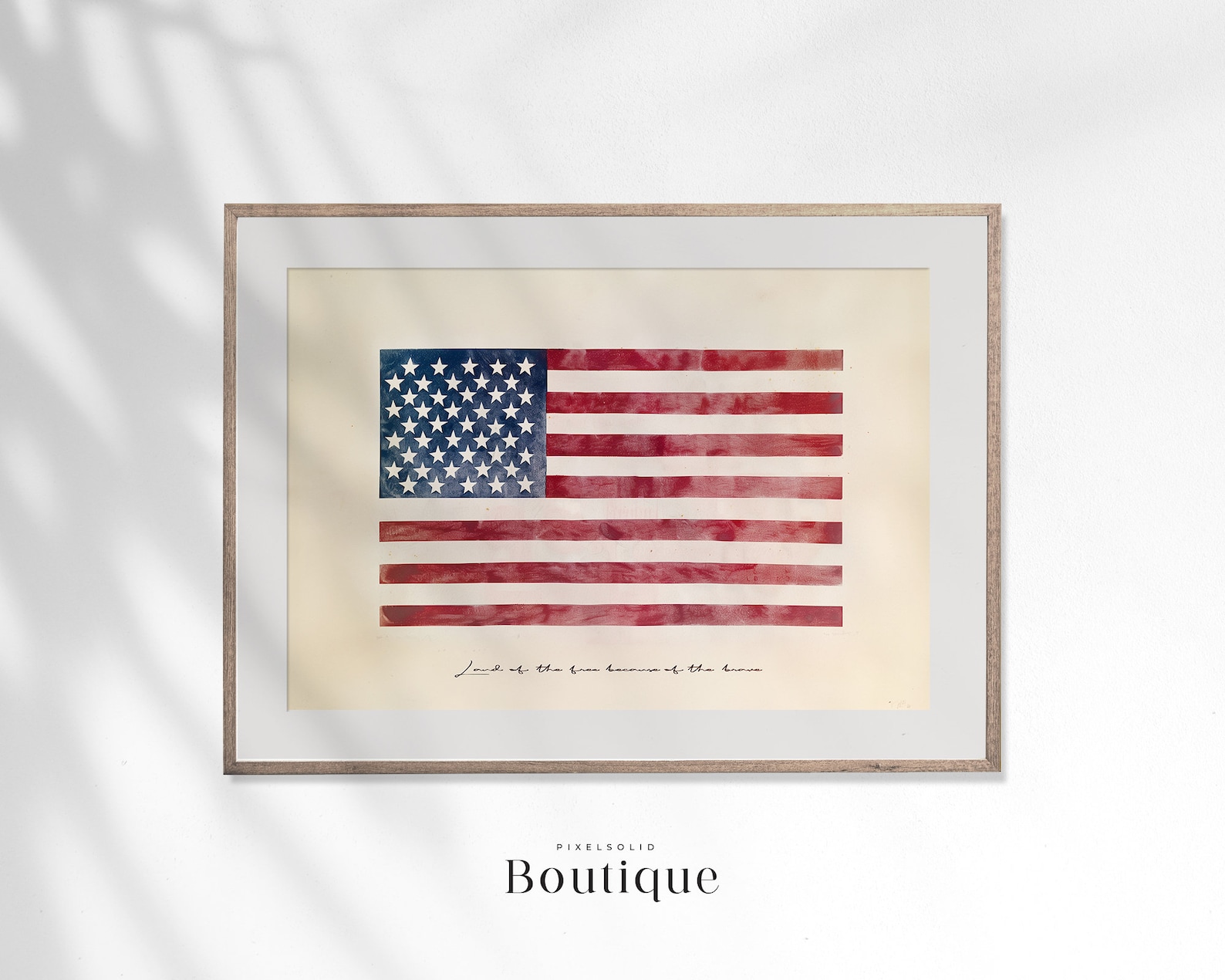 Patriotic American Flag Art Print With Inspirational Quote, USA ...