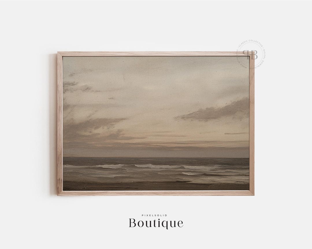 Neutral Seascape Print, Coastal Sunset Wall Art (digital Download) - Etsy