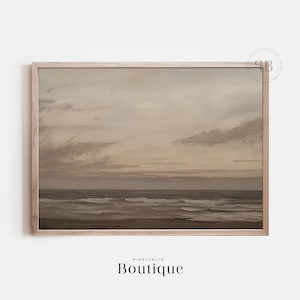 Neutral Seascape Print, Coastal Sunset Wall Art (digital Download) - Etsy