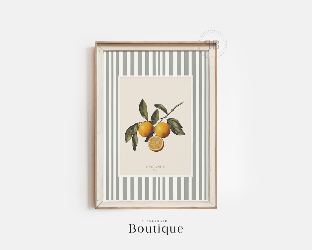 Botanical Orange Wall Art Printable, French Citrus Fruit Illustration ...