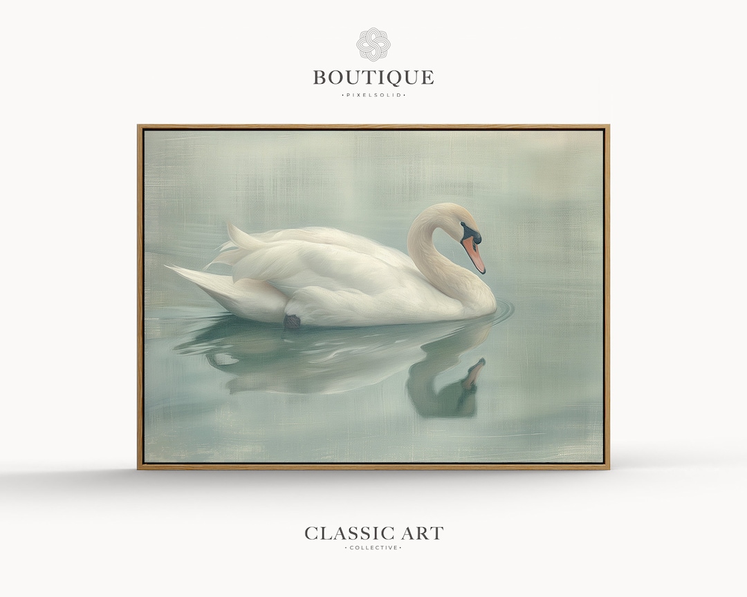 Swan Oil Painting, Summer Printable Wall Art, Farmhouse Nursery ...