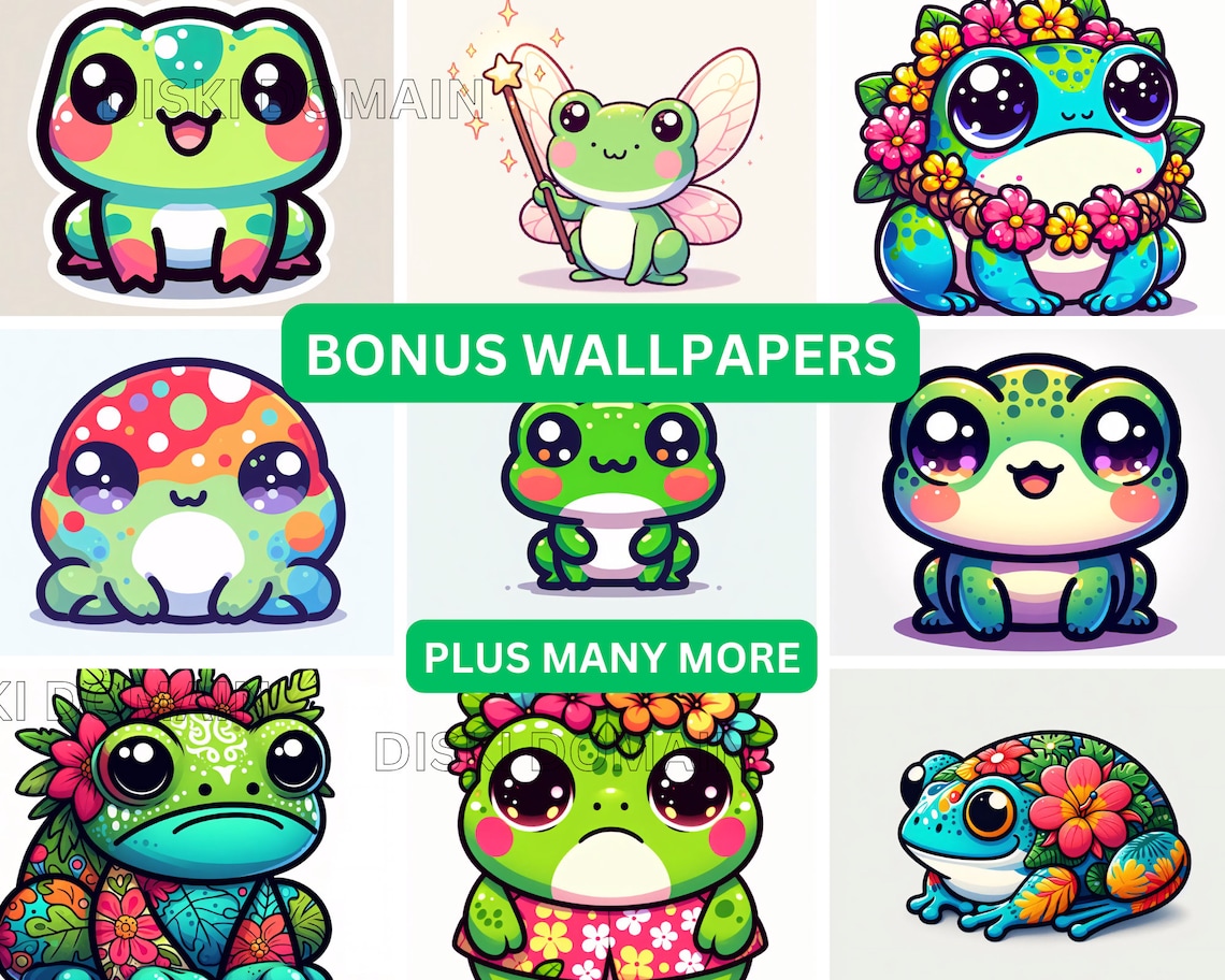 Kawaii Frog Cute Clipart, Chibi Frogs Clipart, Kawaii Frogs, Kawaii ...
