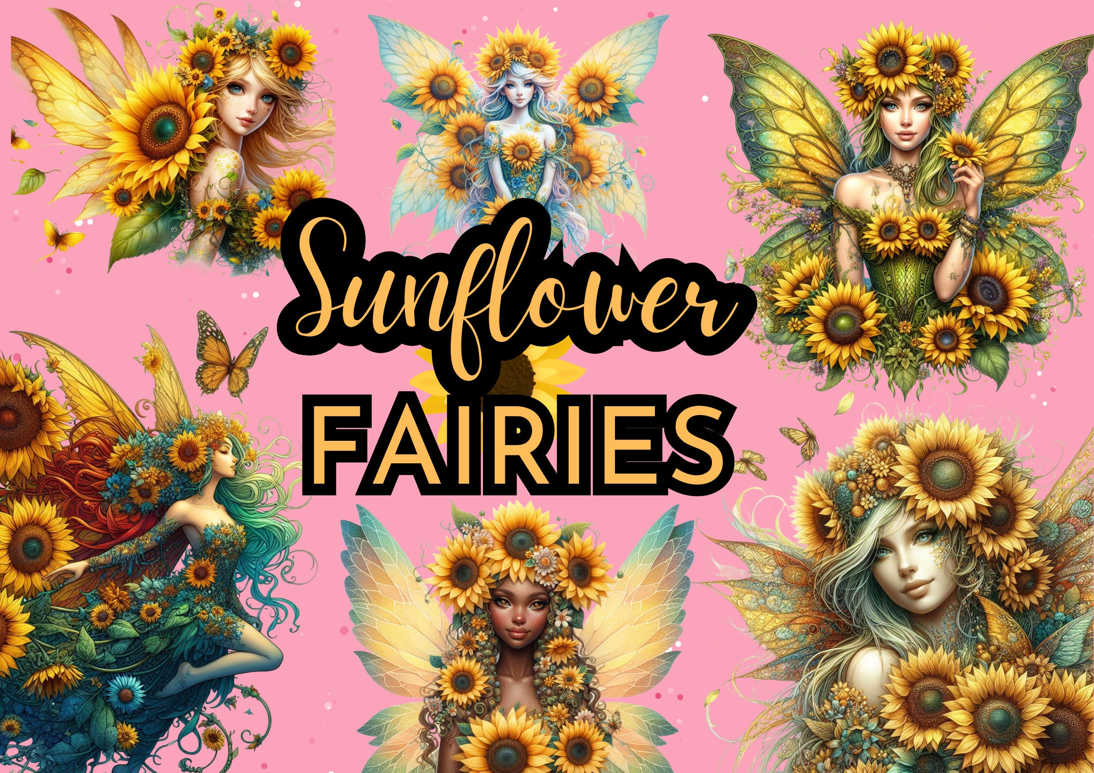 Sunflower Fairy Clipart PNG, 30 Ethereal Sunflower Fairy Designs ...