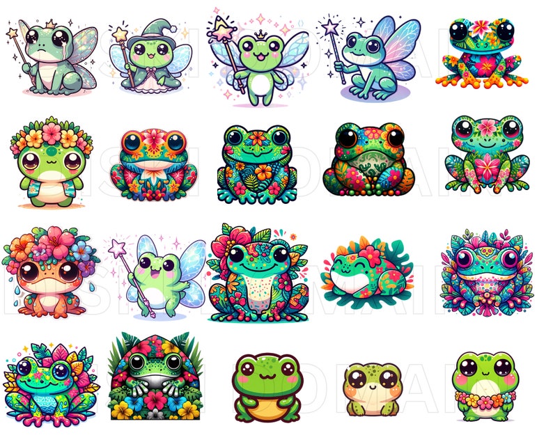 Kawaii Frog Cute Clipart, Chibi Frogs Clipart, Kawaii Frogs, Kawaii ...