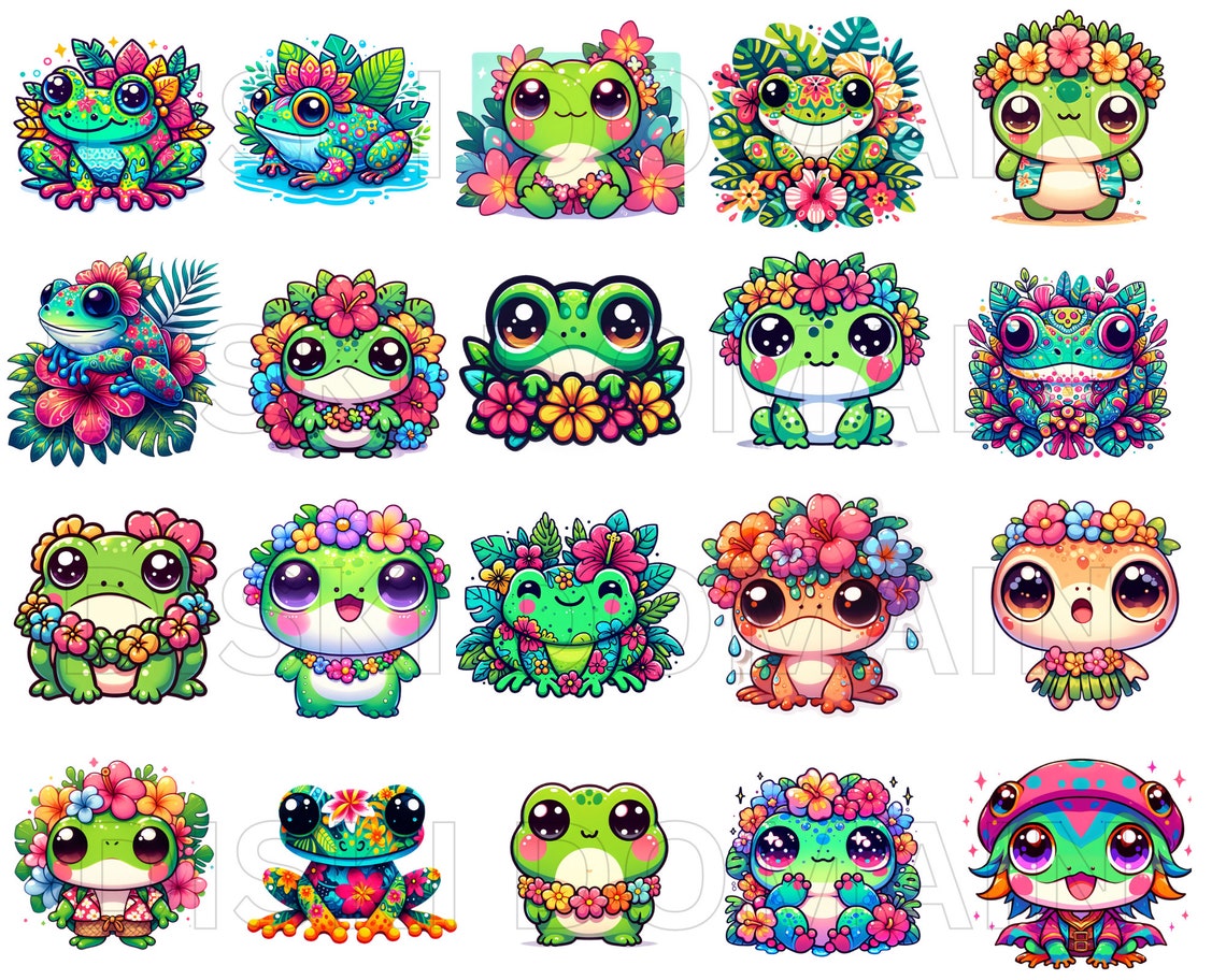 Kawaii Frog Cute Clipart, Chibi Frogs Clipart, Kawaii Frogs, Kawaii ...