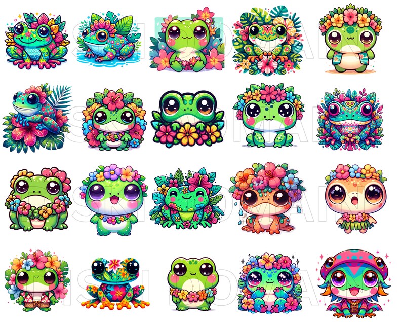 Kawaii Frog Cute Clipart, Chibi Frogs Clipart, Kawaii Frogs, Kawaii ...
