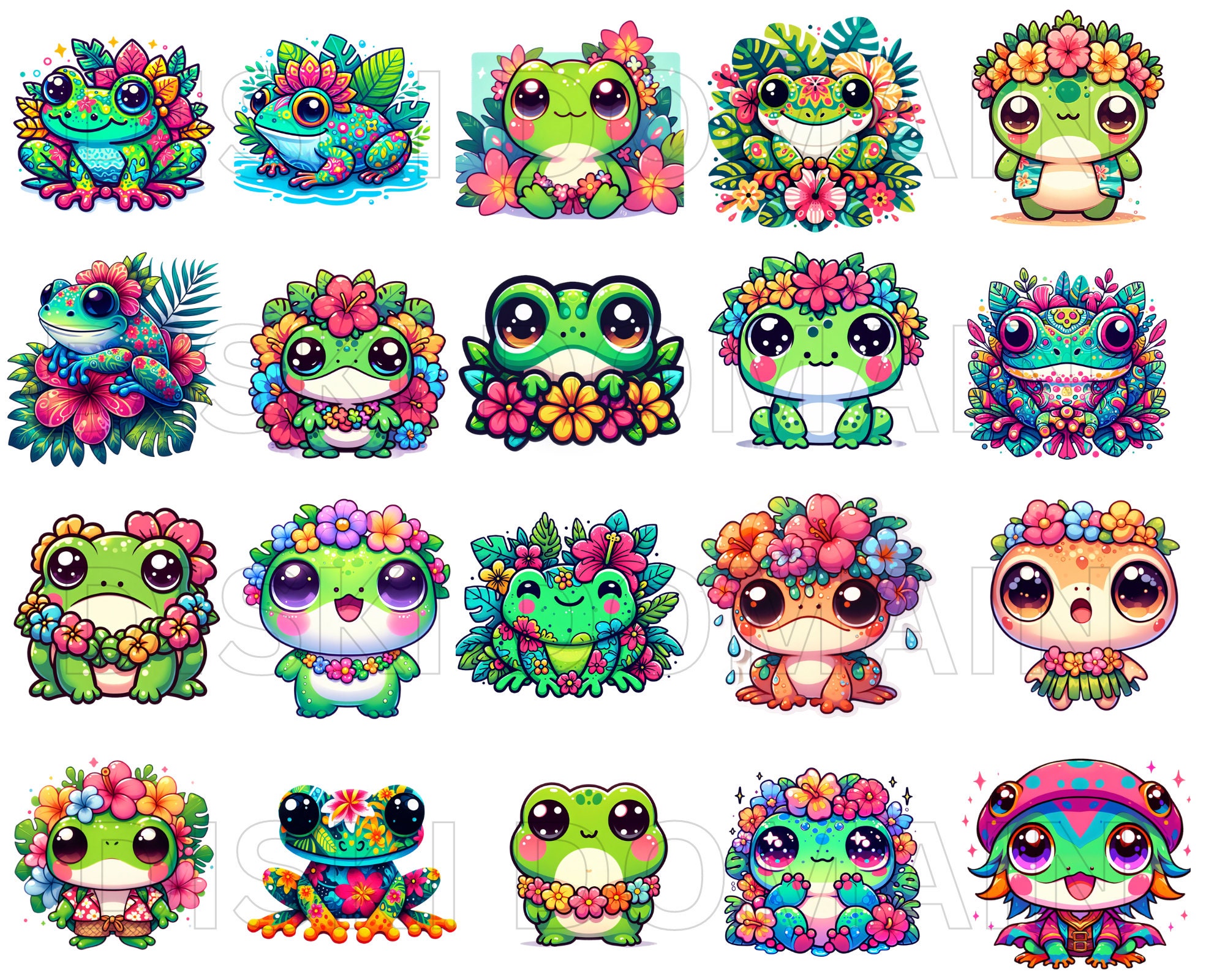 Kawaii Frog Cute Clipart, Chibi Frogs Clipart, Kawaii Frogs, Kawaii ...