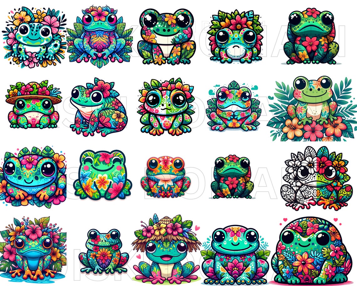 Kawaii Frog Cute Clipart, Chibi Frogs Clipart, Kawaii Frogs, Kawaii ...