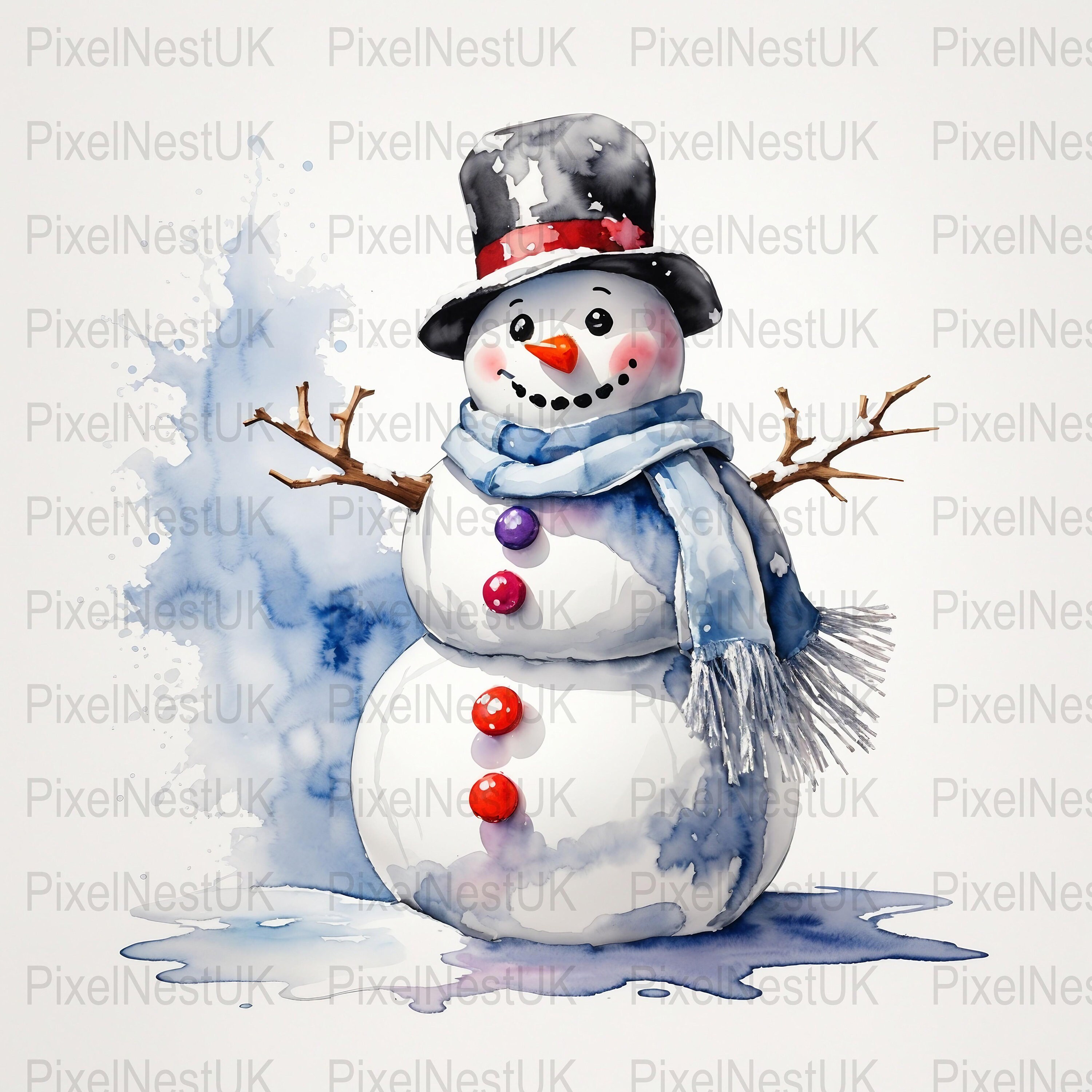 10 Watercolour Snowman Clipart SVG Collection - Etsy
