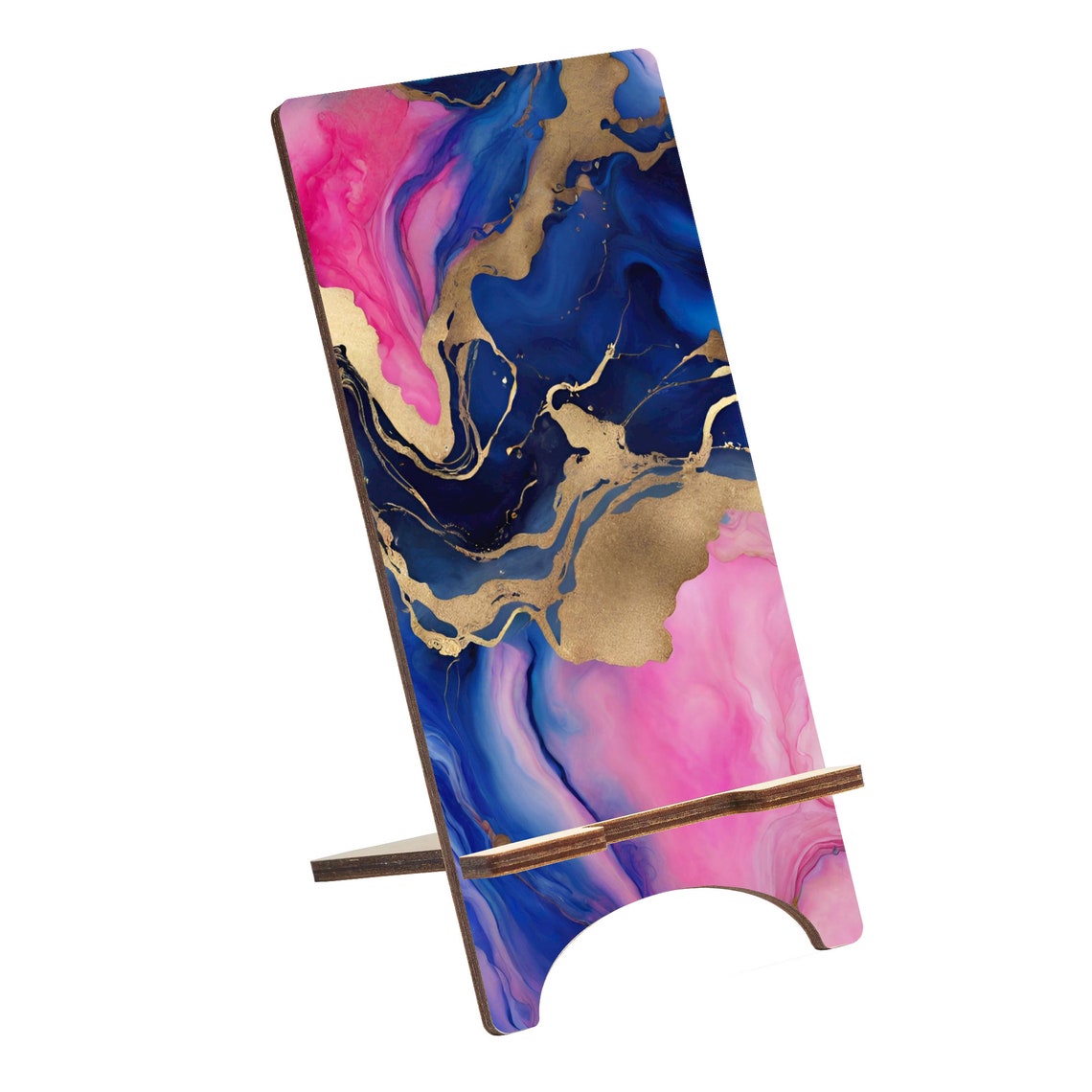 Marble Print Wood Phone Stand, Stone Pattern Holder for iPhone 14 13 12 ...