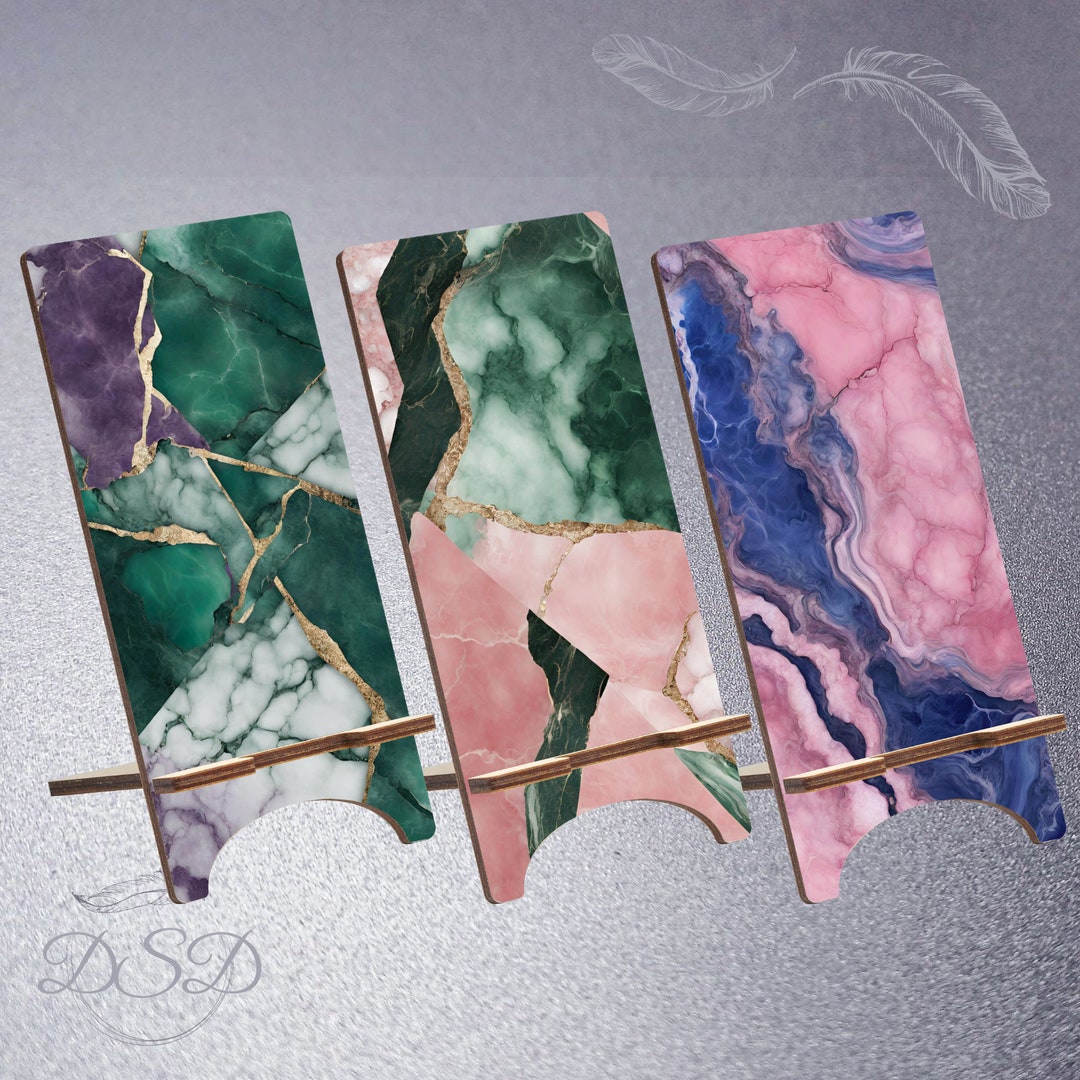 Luxury Marble Wood Phone Stand, Geode Agate Holder for iPhone 14 13 12 ...