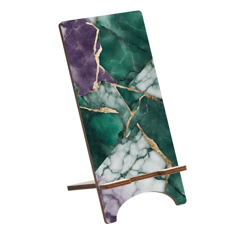 Luxury Marble Wood Phone Stand, Geode Agate Holder for iPhone 14 13 12 ...