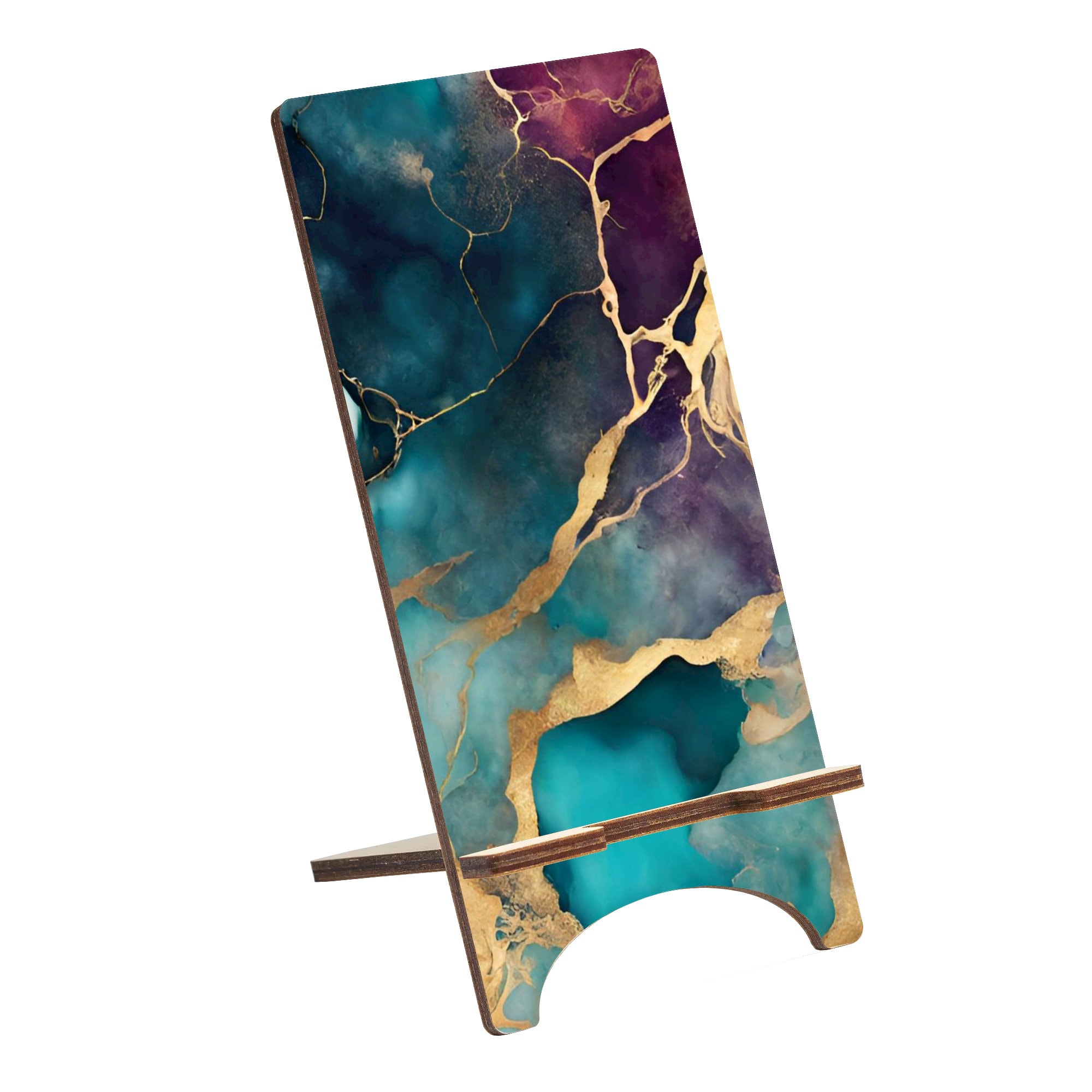 Marble Print Wood Phone Stand, Stone Pattern Holder for iPhone 14 13 12 ...