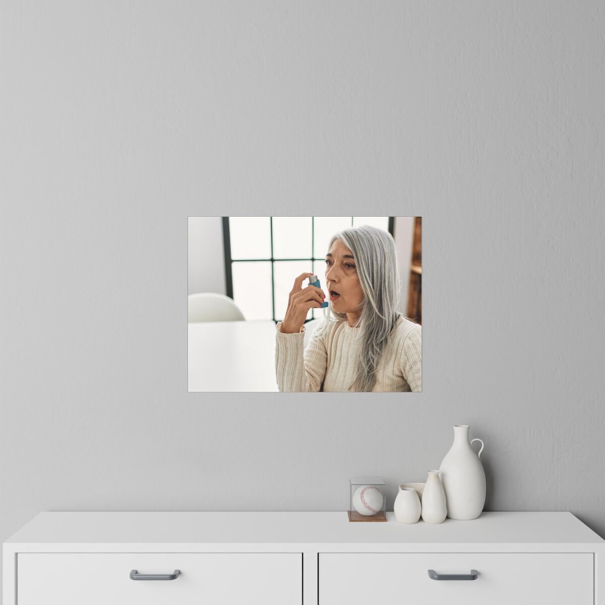 Woman With Inhaler Wall Sticker - Etsy