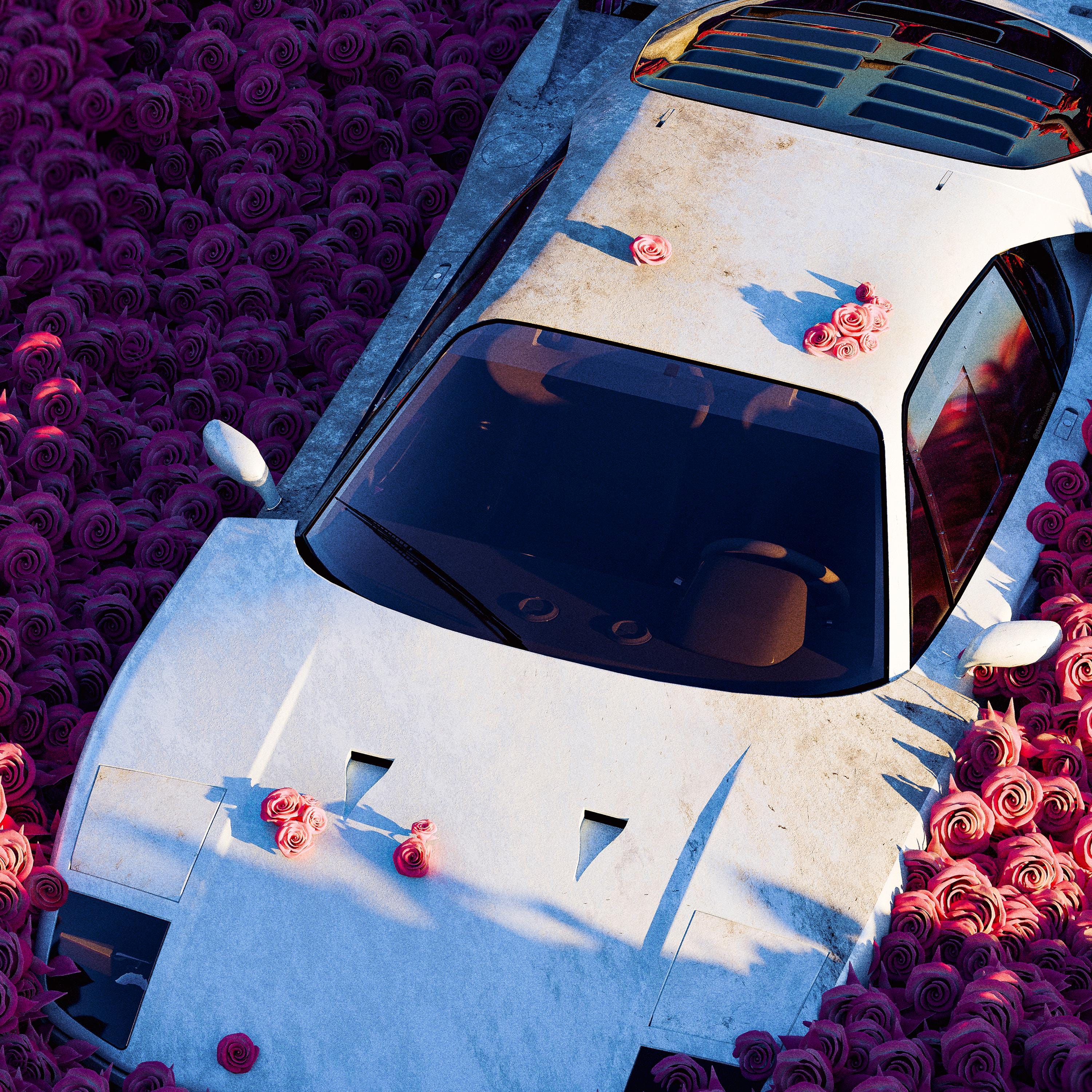 Ferrari F40 Digital Download - Iconic Supercar in a Bed of Roses ...