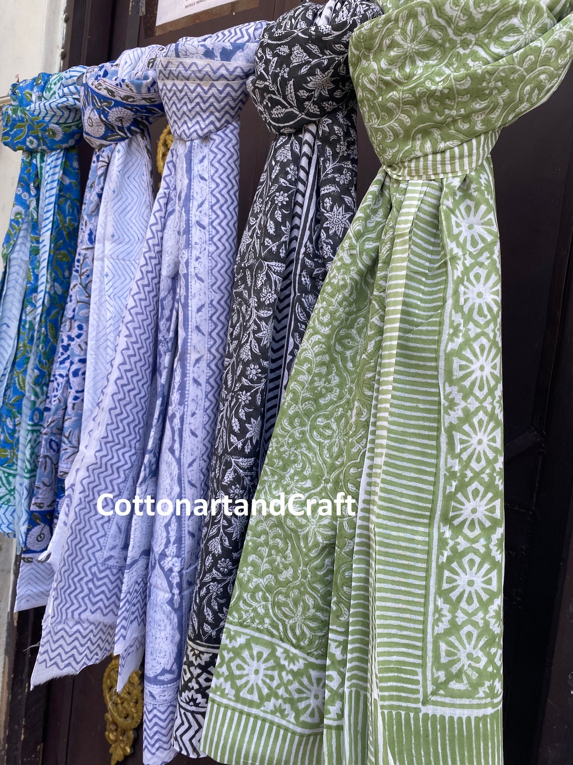 100% Cotton Pareo Block Printed Cotton Stole Women's Scarves Bikini ...