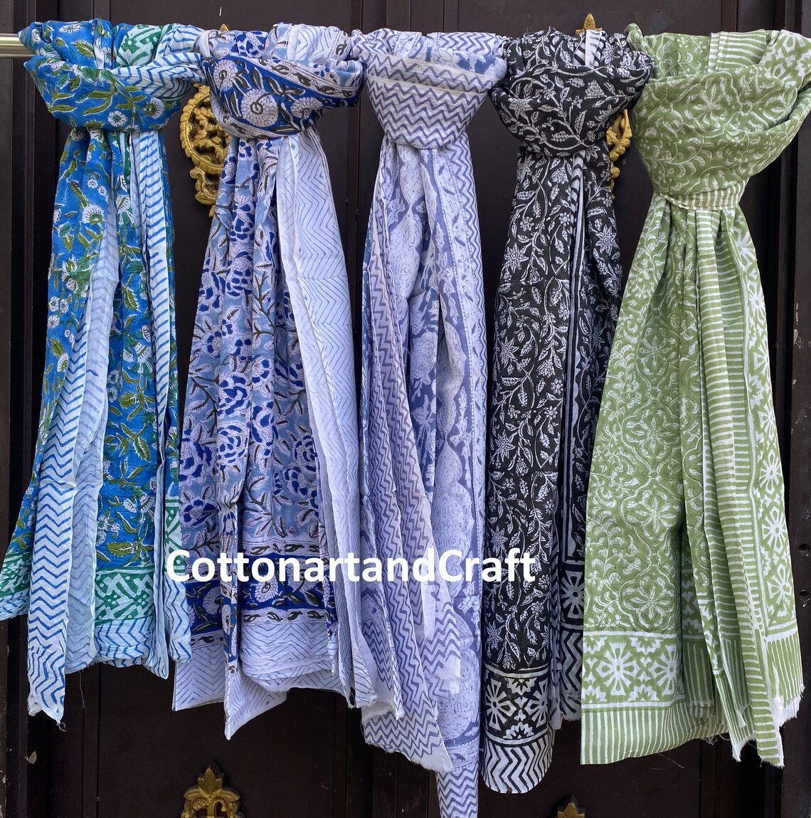 100% Cotton Pareo Block Printed Cotton Stole Women's Scarves Bikini ...